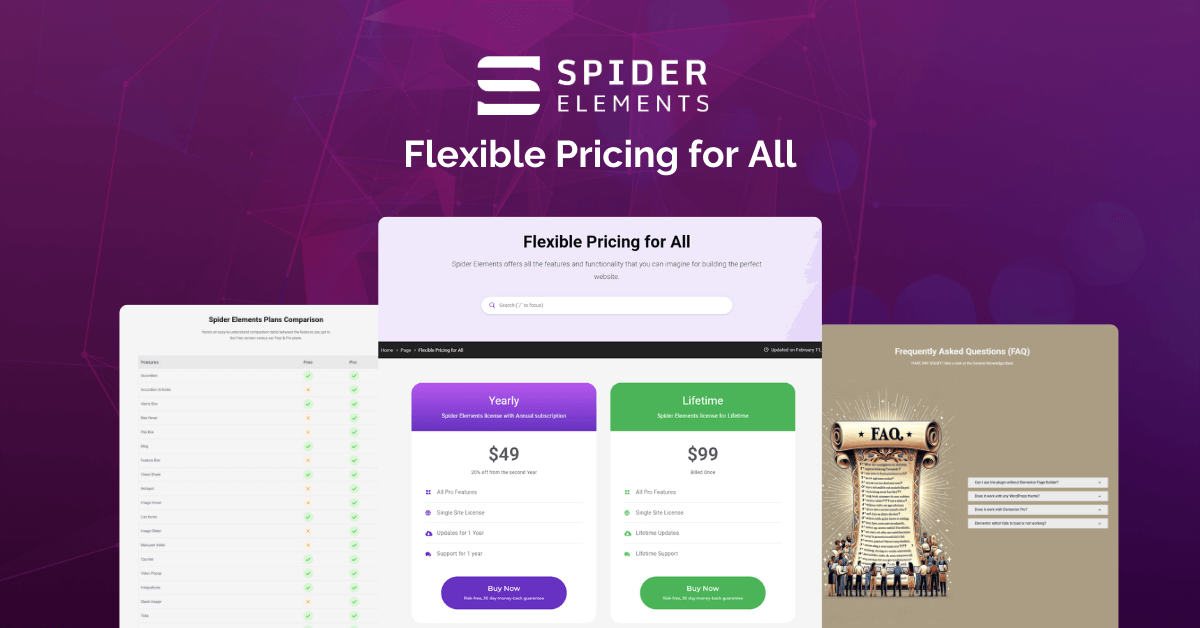 Flexible Pricing for All - Spider Elements
